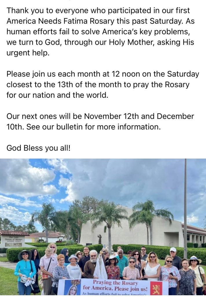 America Needs Fatima – Our Lady Queen of Martyrs Catholic Church